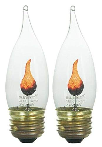 Flame Light Bulb Flicker Edison E26 Standard Base Flickering Orange Glow 2-Pack