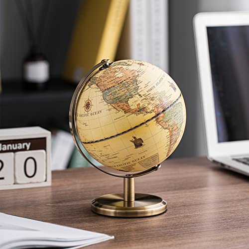 XINXUAN Globes of The World With Stand Mini Antique Globe ,Educational/Geographic/Modern Desktop Decoration ,Stainless Steel Arc And Base - Apply To for School, Home and Office