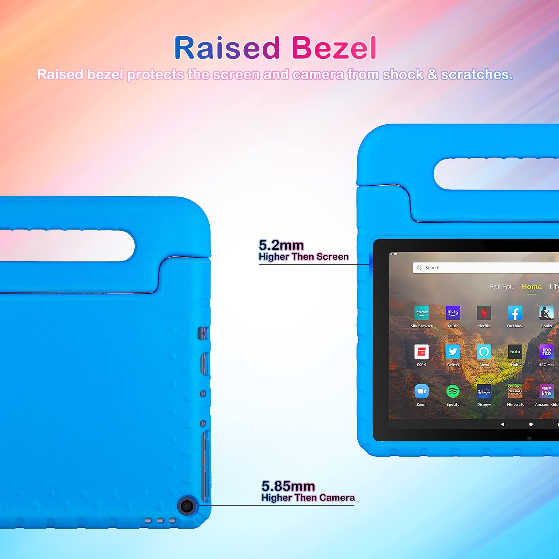Foluu All-New Kindle Fire HD 10 & 10 Plus Tablet Case (11th Generation, 2021 Release), Fire HD 10 2021 Kids Case, Shockproof Light Weight Handle Stand Case for Amazon Fire HD 10 Tablet 2021 (Blue)