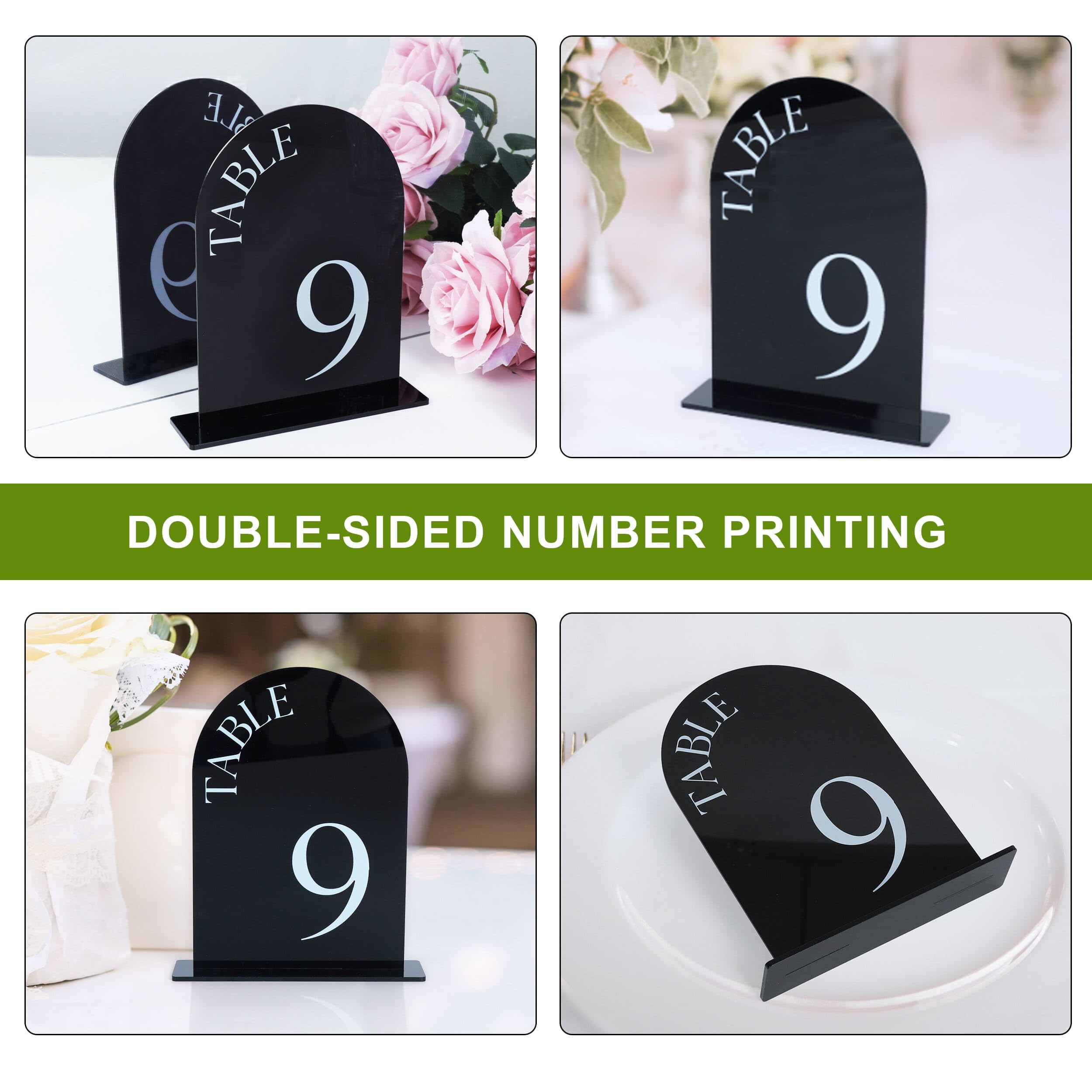Table Numbers- Wedding Table Numbers (5β x 7β) Table Numbers 1-15 w/stands- Double-Sided Acrylic Table Numbers- Perfect Table Numbers for Wedding Reception-Black Table Numbers-Wedding Centerpieces