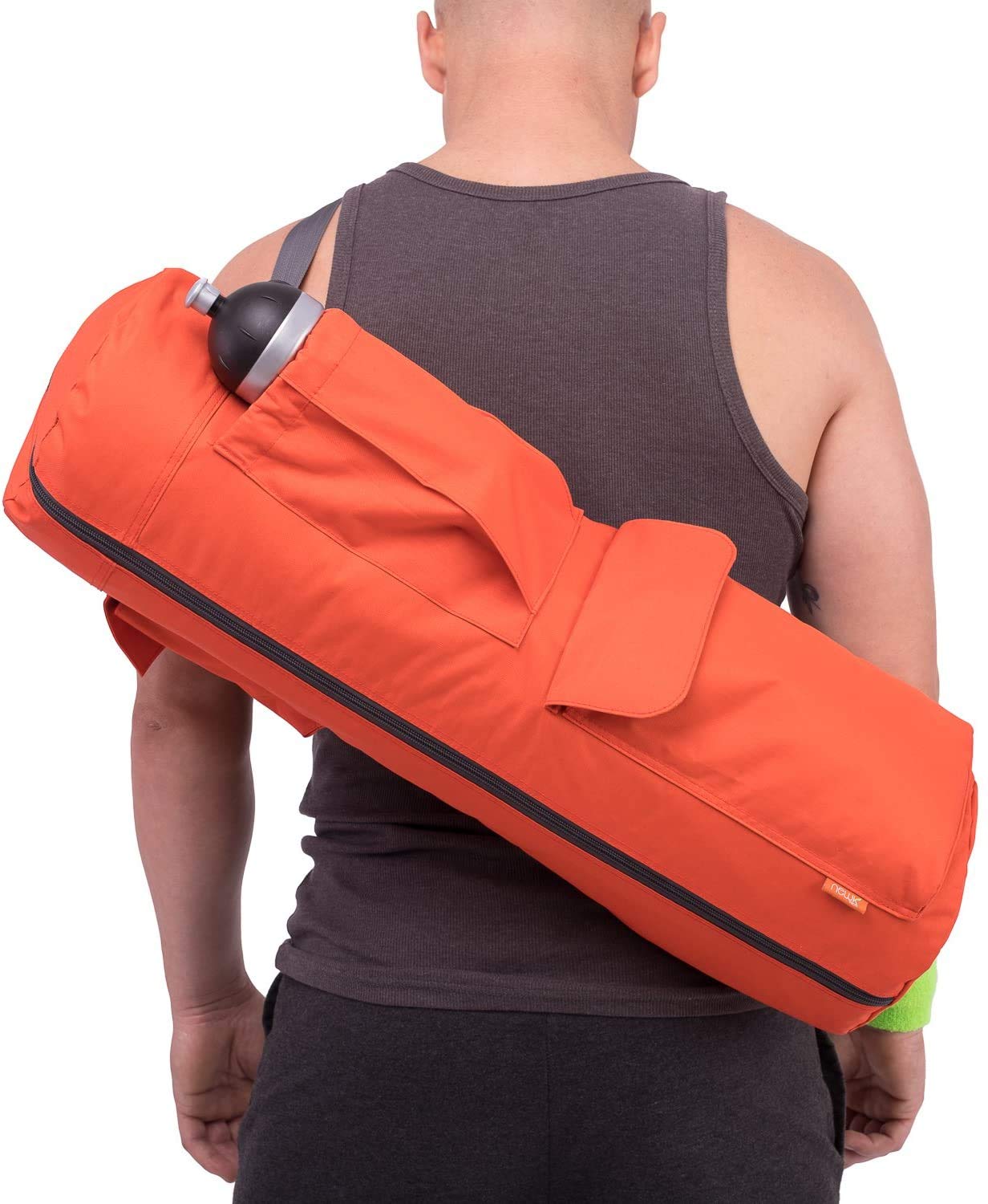 GEAR DISTRICT Full Zip Yoga Bag Carrier with Expandable Pockets and Water Bottle Holder– Fits Most Yoga Mats