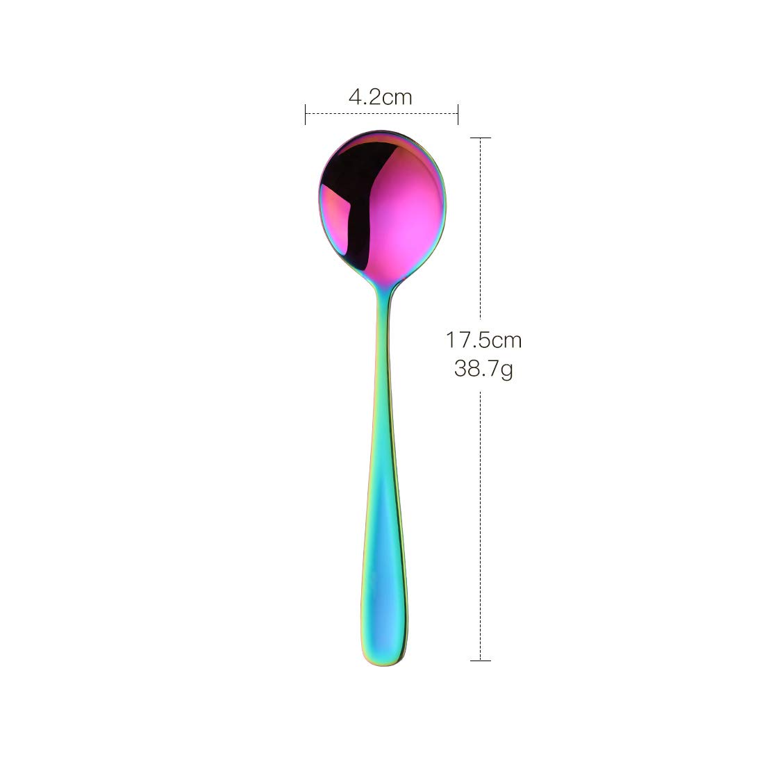 Soup Spoons, Color ME Rainbow 18 10 Stainless Steel Round Spoons, Set of 10