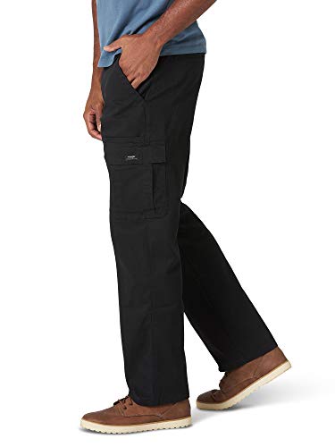 Wrangler Authentics mens Relaxed Fit Stretch Cargo Casual Pants, Black, 34W x 32L US