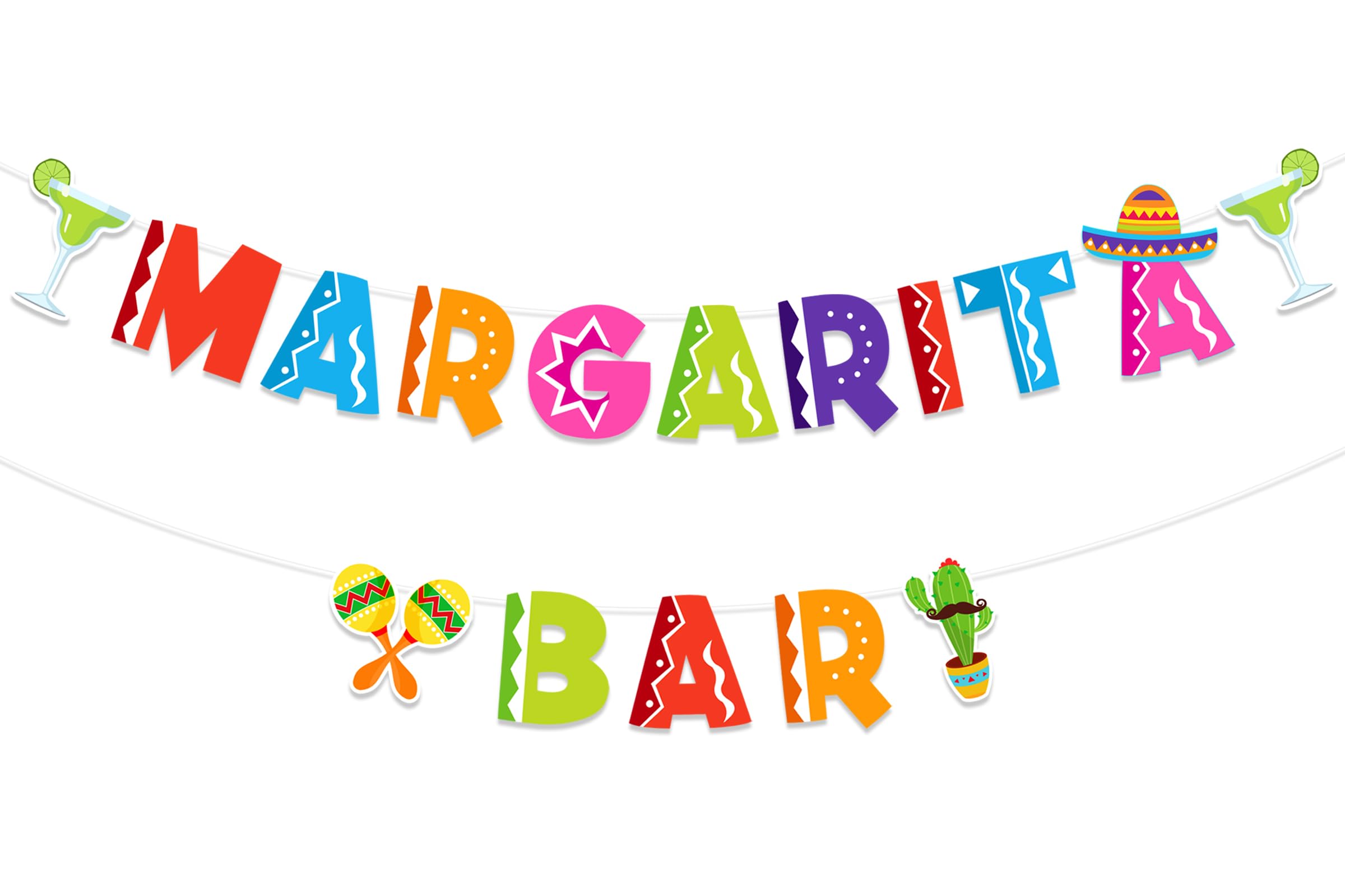 Sursurprise Margarita Bar Banner Sign for Margaritas Birthday Decorations Mexican Fiesta Cinco De Mayo Cactus Bridal Shower Baby Shower Graduation Party Supplies