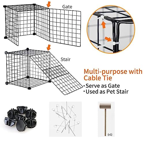 Small Animal Cage, Rabbit Cage Small Cage Chinchilla Cage Metal Pet Cage with Removable Tray, Ferret Cage, Chinchilla Cage Grid Spacing1.5cm/0.6" for Small Pets, Guinea Pigs, Bunny,Chinchilla (Color