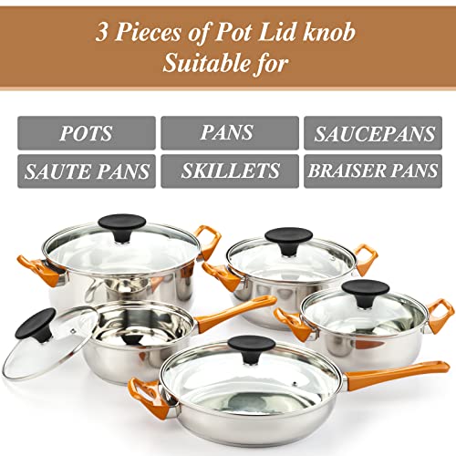 TIESOME 3 Pcs Pot Lid Knob, Universal Replacement Pan Lid Cover Knobs, 5.5cm Large Handle Lid Knob, Kitchen Cookware Knob Handle, Bakelite Circular Handgrip Knobs