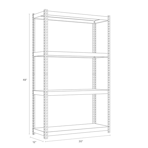 Space Solutions 1000 Riveted Steel Shelving 4-Shelf Unit, 12D x 30W x 48H, Black