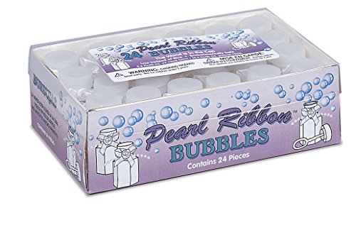 Unique Pearl Ribbon Bubble Favors-0.6 Oz, White, 24 Pcs