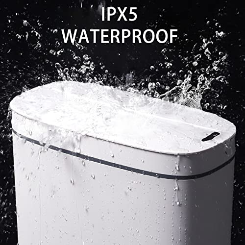 Smart Touchless Bathroom Trash Can with Lid, 3.4 Gallon Volume Automatic Motion Sensor Rubbish Can Waterproof Electric WasteBasket, Narrow Garbage Can for Kitchen/Bedroom/Bathroom/Living Room/Office