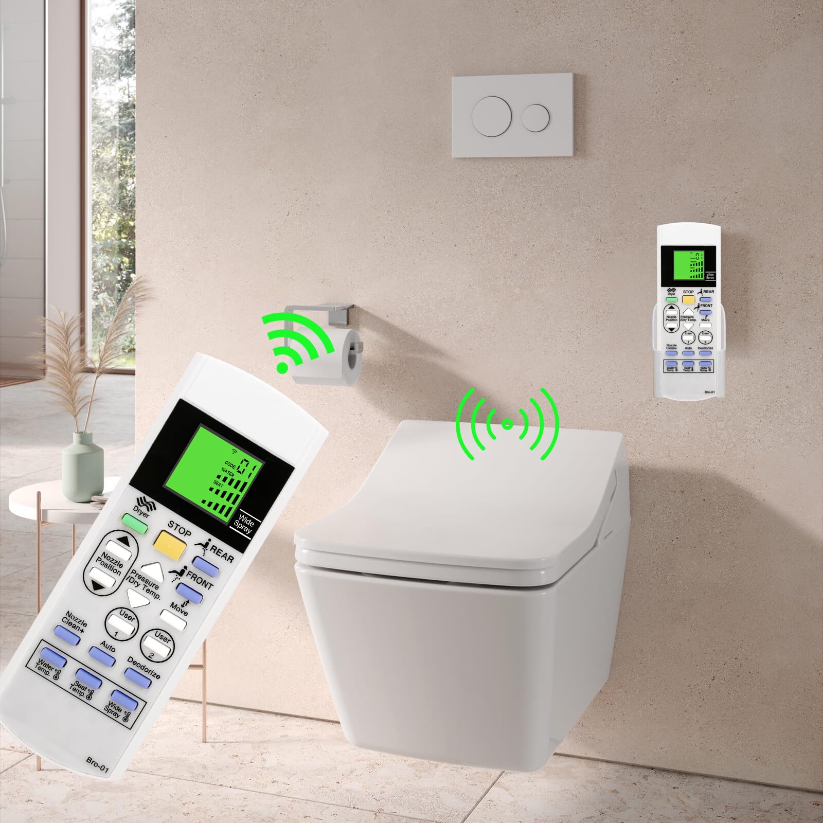 XIVUE Replacement Remote Control for Brondell Bidet Toilet Seat Swash S1200 (Also Work with S1400 S1000 S900 S300 CL825) with Mounting Bracket, White, B620240102B05(Bro-01_zhijia)