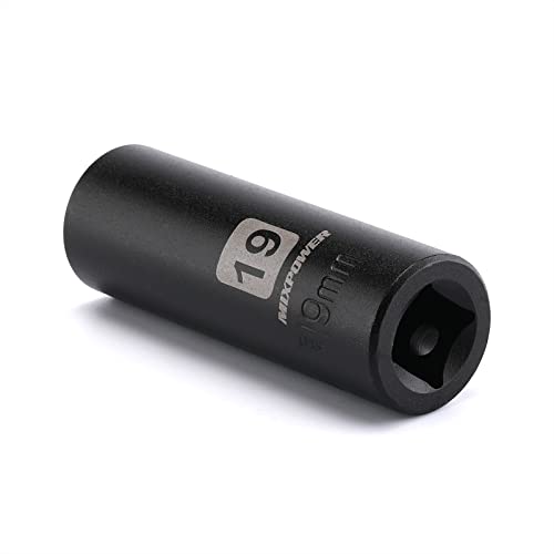 MIXPOWER 1/2-Inch Drive Deep Impact Socket, 19mm, CR-V, Metric, 6 Point, Deep