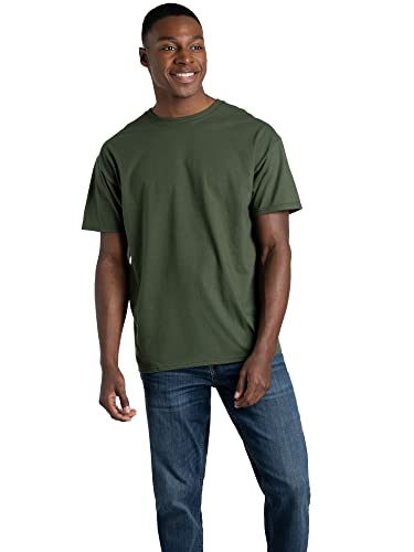 Fruit of the Loom Men's Eversoft Cotton T-Shirts (S-4XL), Crew-2 Pack-Military Green, Large
