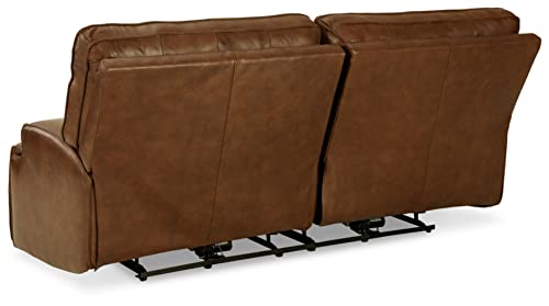 Signature Design by Ashley Francesca Modern Tufted Leather 2 Seat Power Reclining Sofa with Adjustable Headrest, Dark Brown