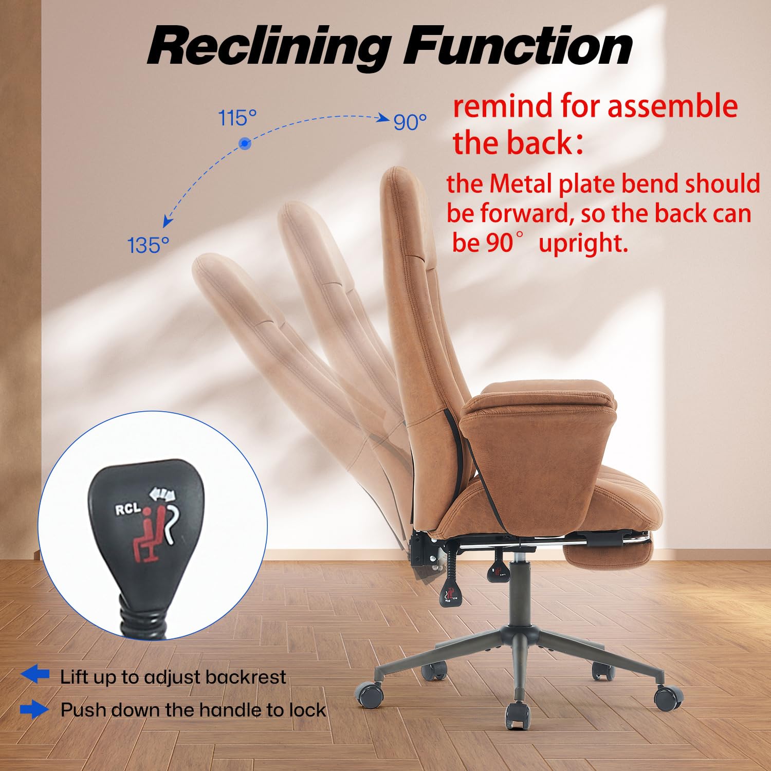 Tall Home Office Desk Chair with Ottoman, High Back Ergonomic Office Chair with Arms, Height Adjustable Swivel Modern Task Chair, Executive Desk Chair, Computer Chair for Living Room(Coffee)
