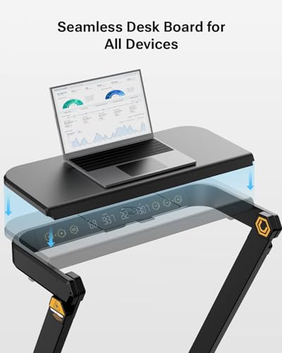 UREVO Treadmill with Desk, 3 in 1 Foldable Treadmill with Removable Desk, Install Free Under Desk Treadmill, 3HP Powerful Walking Treadmill for Office with Remote, Folding Treadmill in 2s Folding