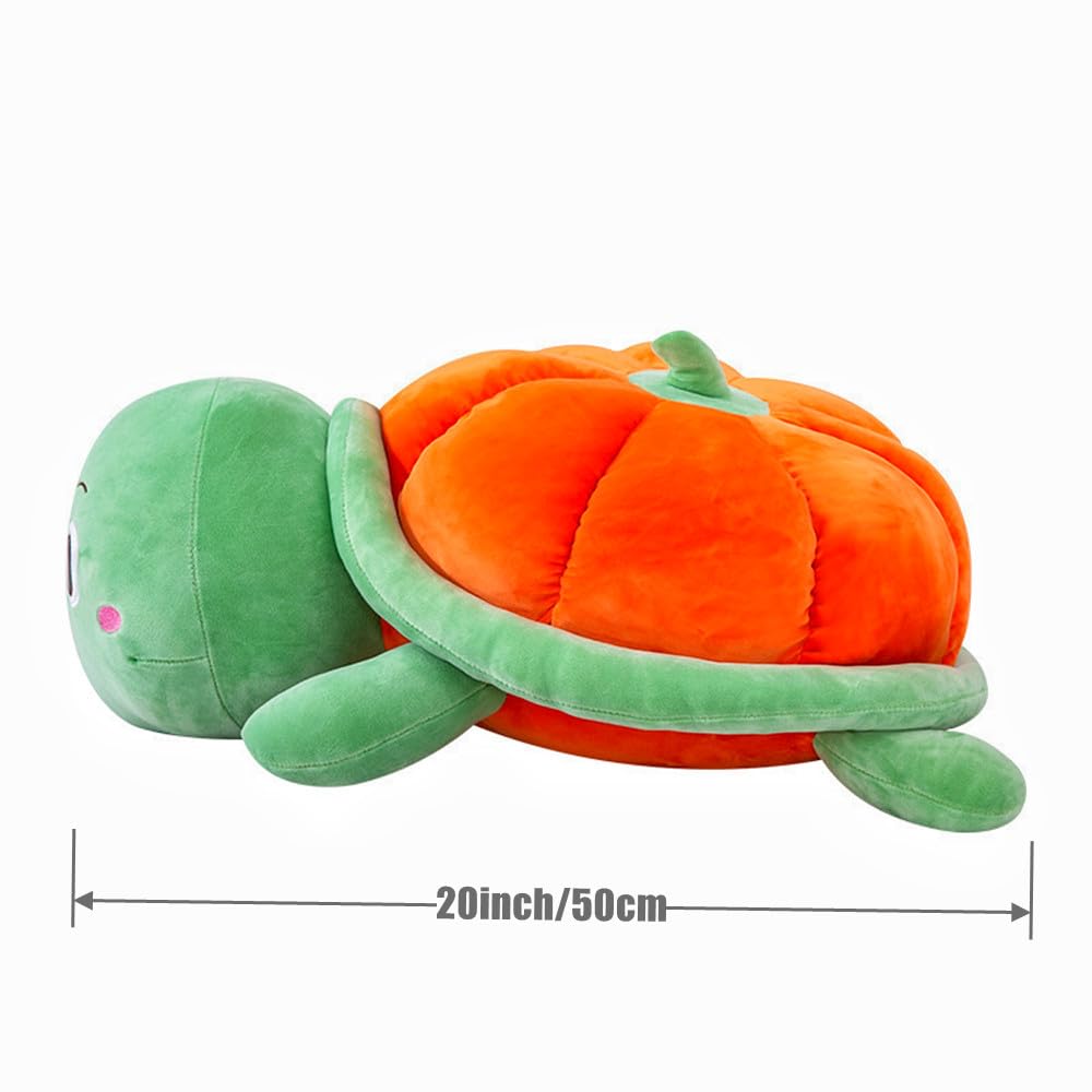 XIYUAN Stuffed Pumpkin Turtle Plush Toy, 20 inch Turtle Stuffed Animal, Turtle Plush Cuddly Soft Pillow, Marine Stuffed Animal, Turtle Plush Pillow(Orange)