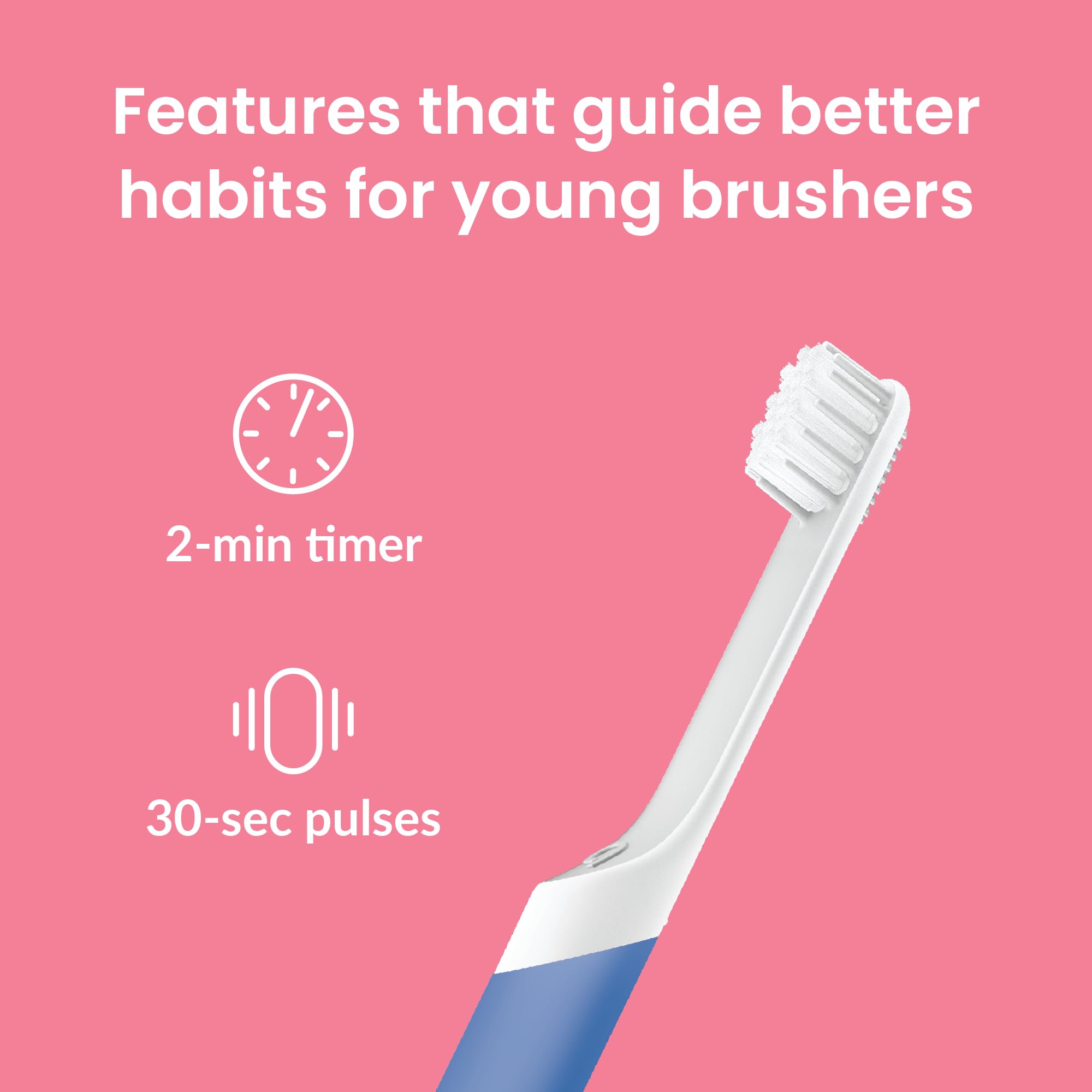 Quip Kids Electric Toothbrush - Sonic Toothbrush with Small Brush Head, Travel Cover & Mirror Mount, Soft Bristles, Timer, and Rubber Handle - Orange, Pack of 1, 1.0 Count