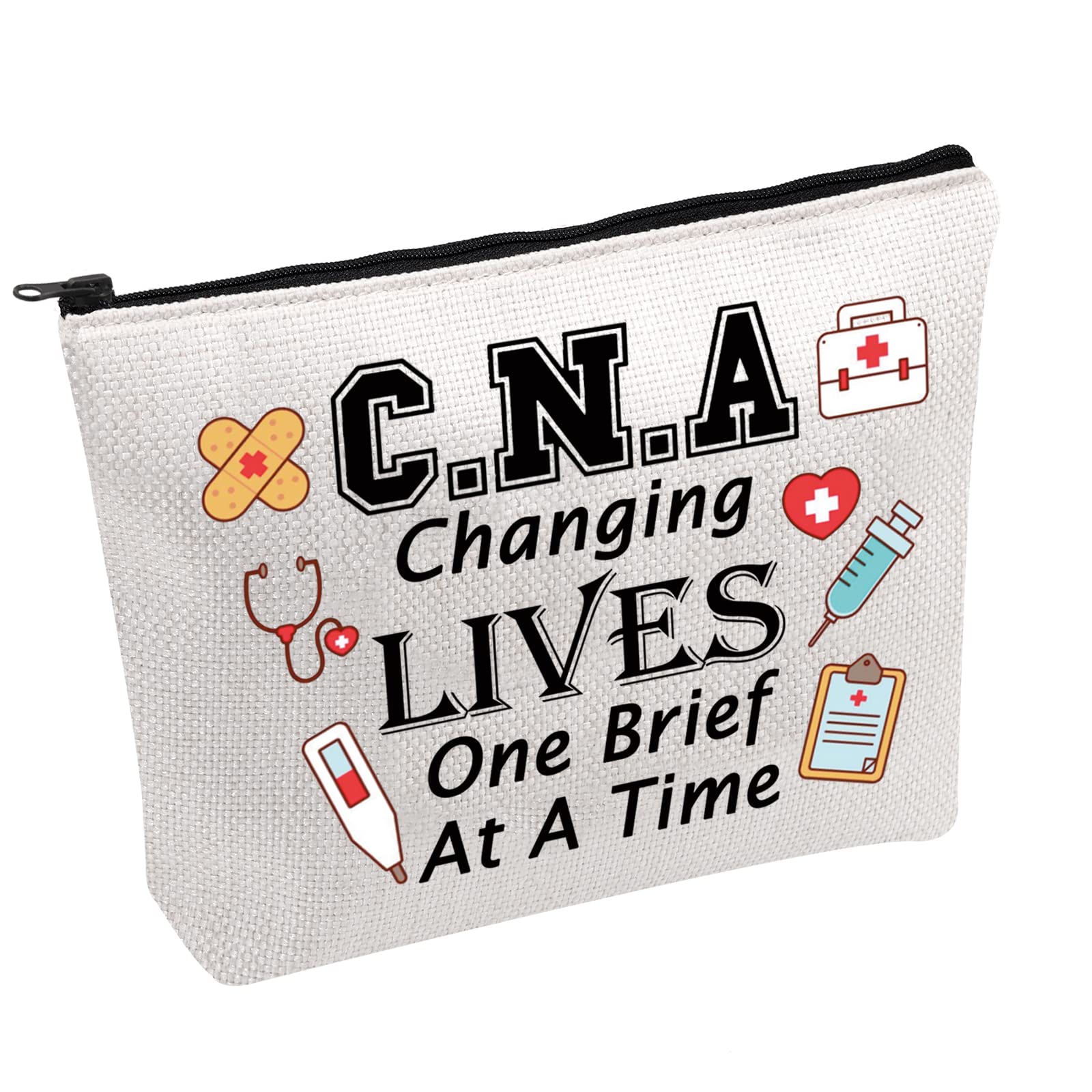 PWHAOO CNA Appreciation Gift CNA Graduation Gift CNA Changing Lives One Brief At A Time Makeup Bag (CNA Changing Lives B)
