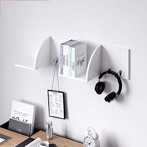 PIBM Stylish Simplicity Shelf Wall Mounted Floating Rack Shelves Partition Bookshelf Simple Hook up Coat Rack Living Room Bedroom,2 Colours, White , 82.3x20x20cm