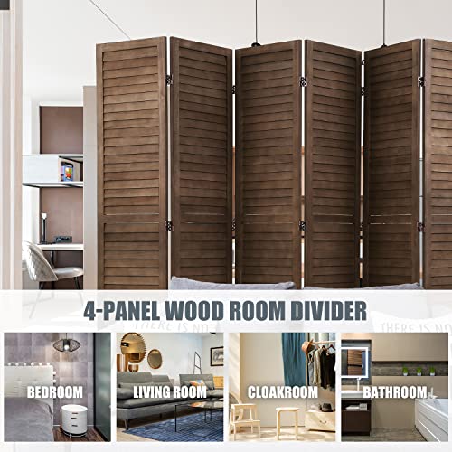 Room Divider 6 Panels, 5.75FT Wooden Room Divider Wall Folding Privacy Screens Freestanding Partition for Home Office Bedroom