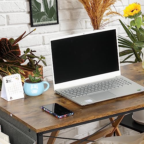 YSSOA 40 Inch Computer, Modern Simple Style Home Office, Study Student Writing, Vintage with Storage Bag Wooden Desk, Brown