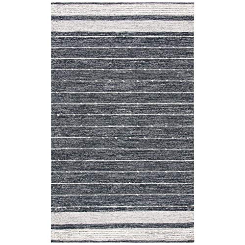 SAFAVIEH Striped Kilim Collection 6' x 9' Black/Ivory STK509Z Handmade Flatweave Cotton Area Rug