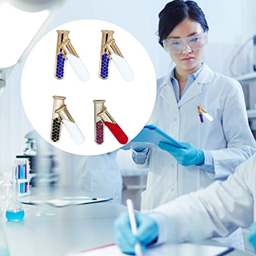 VALICLUD Enamel Pin Enamel Pin 4Pcs Science Brooch Lab Brooch Test Tube Lapel Pin Chemistry Experiment Brooch Coat Gift for Doctors Chemist- Chemistry Laboratory Badge