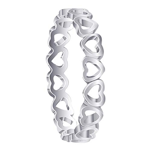 Gem Avenue 925 Sterling Silver Tiny Open Hearts 4mm Eternity Band Ring for Women Size 10