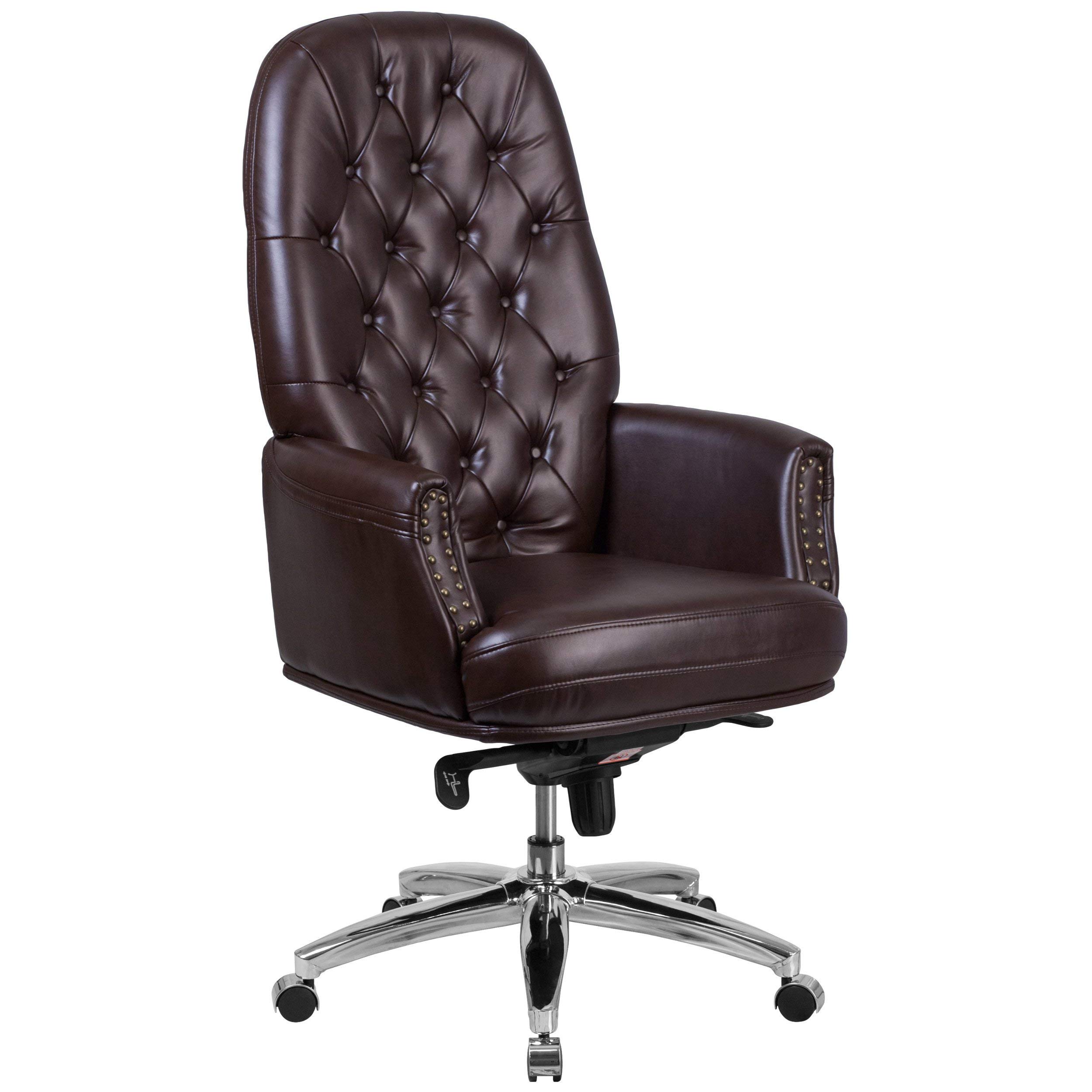 Flash Furniture High Back Traditional Tufted Burgundy LeatherSoft Multifunction Executive Swivel Ergonomic Office Chair with Arms