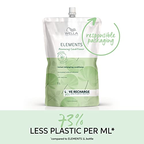 Wella Professionals Elements Gentle Renewing Conditioner| Gentle, Silicone-Free| Instant Detangling Conditioner| 1 Liter Pouch | 33.8 Fl Oz