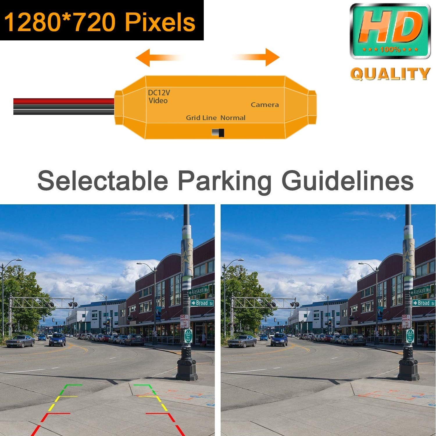 HD 1280x720p Golden Camera for Mercedes M ML R GL -Class MB W164 W251 X164,3nd Generation Camera Rear View Reversing Backup Camera Night Vision Waterproof Backing Camera Reverse Hole Installation