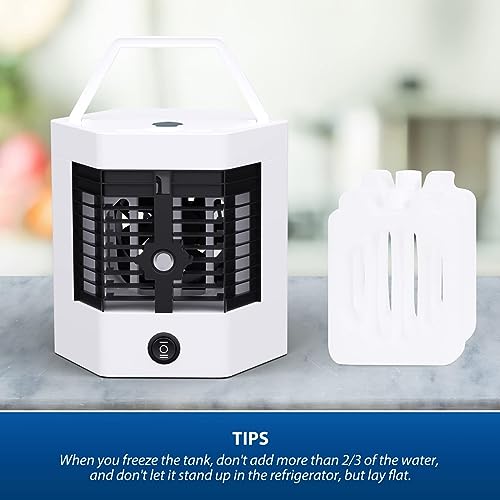 Skcoipsra Portable Air Conditioners 3-in-1, Small Air Conditioner with Adjustable Mode, Personal Evaporative Air Cooler for Desktop, Mini Conditioner with Humidifier for Bedroom Car Office Camping