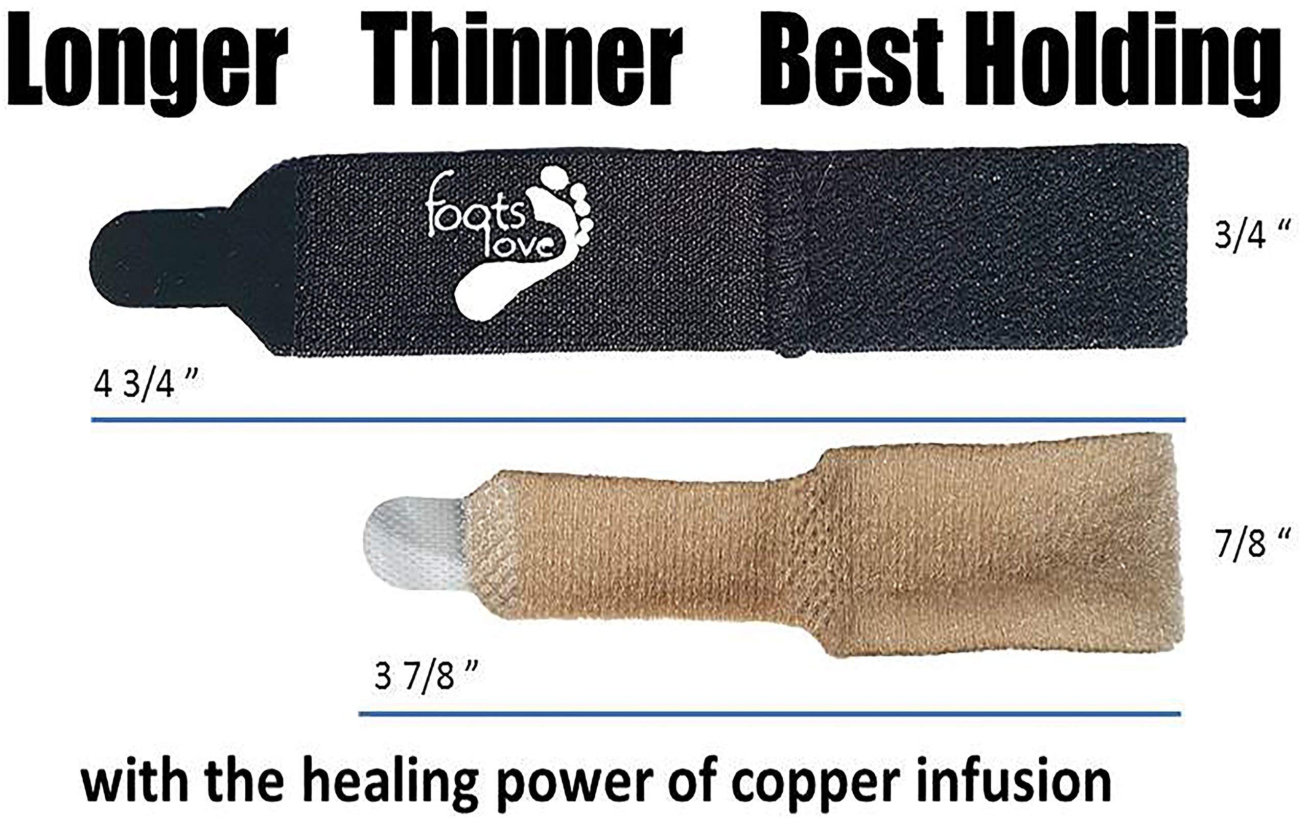 FOOTS LOVE - Broken Toe Splints. Crooked Toe Separator Hammer Toe Straightener Wraps. The Only Copper Align, Protect & Heal Brace. Even Better Now With No Slip !