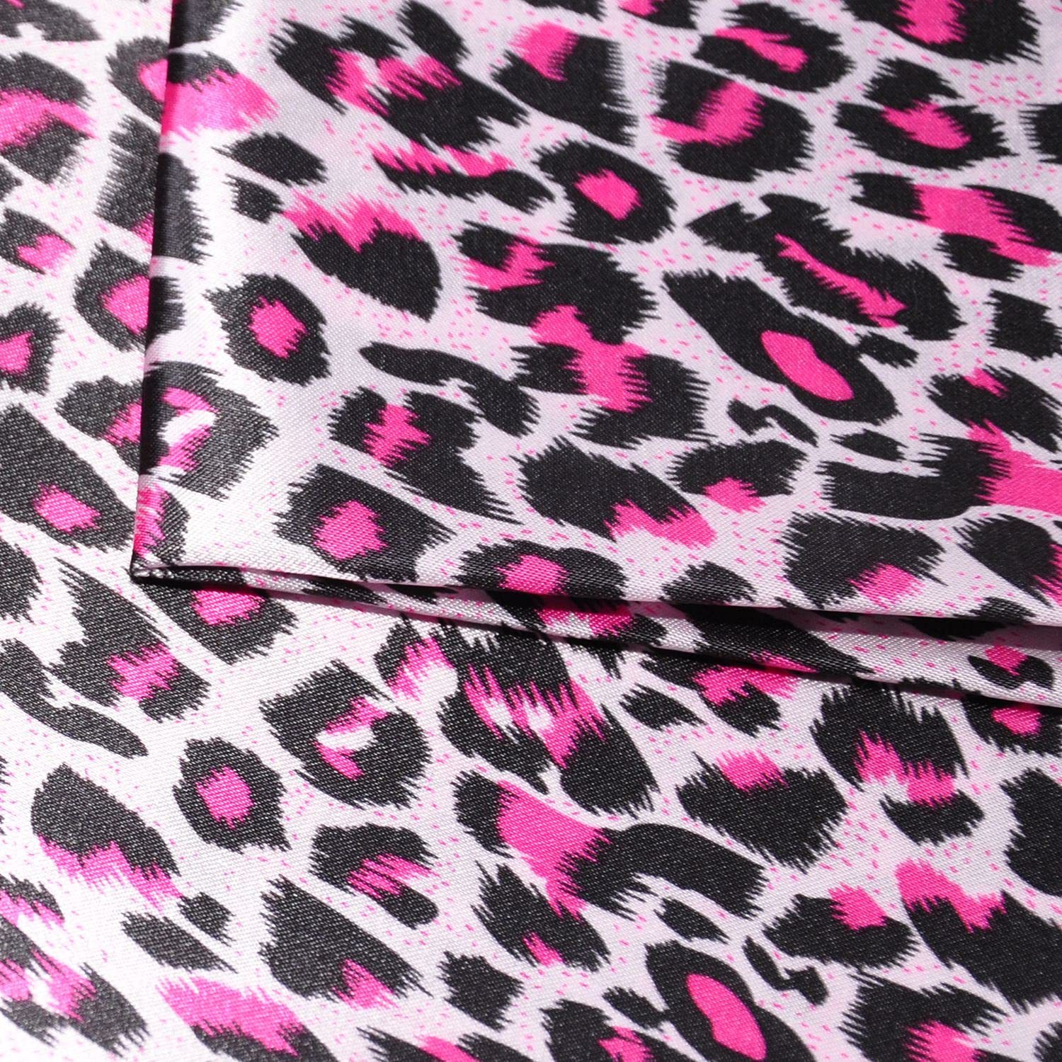 Yutone 59" Wide Satin Fabric, Leopard Skin Animal Print Design Creative Contemporary Artwork, 100% Polyester by Two Yards(Pink)
