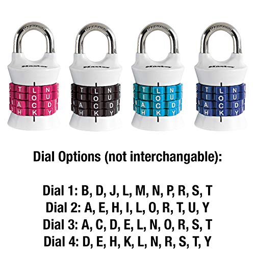Master Lock Word Combination Lock, Set Your Own Word Lock for Gym and School Lockers, Colors May Vary, 1535DWD