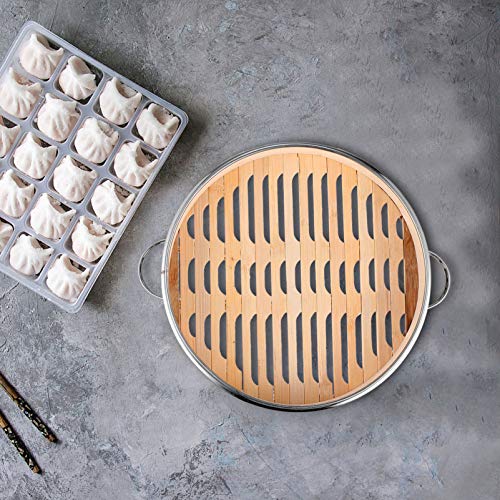 YARDWE 1 Set Stainless Steel Food Steamer Bamboo Steamer Kitchen Steamer with Lid Basket Egg Steamer Rack Metal Egg Steam Rack for Home Restaurant Kitchen 30cm