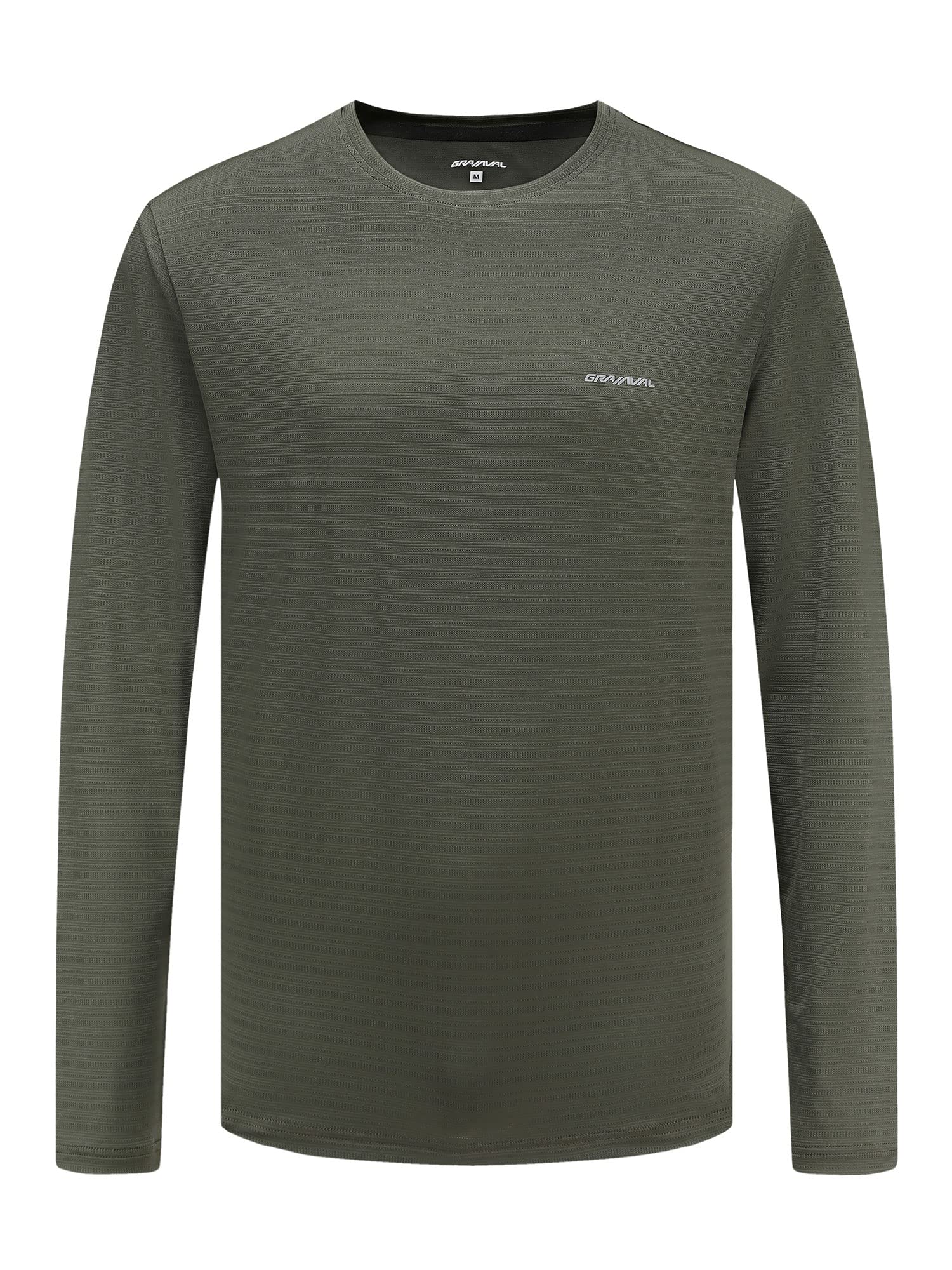 GRAMVAL Workout Shirts for Men Crew Neck Long Sleeve Quick Dry Gym Athletic Active T Shirt Moisture Wicking Green XXL