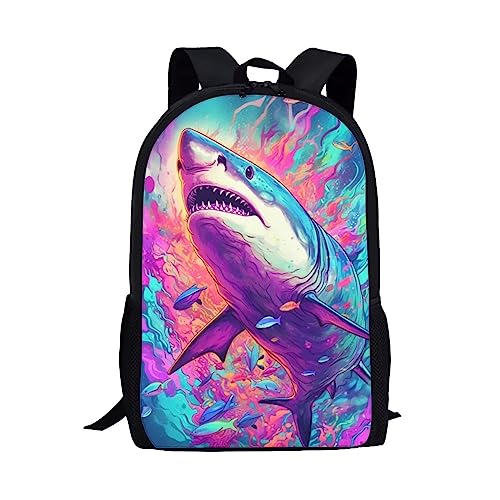 PinUp Angel Blue Purple Shark Backpack For School Bag Kids Cool Magical Animal Bag For Children Boys and Girls Bookbag