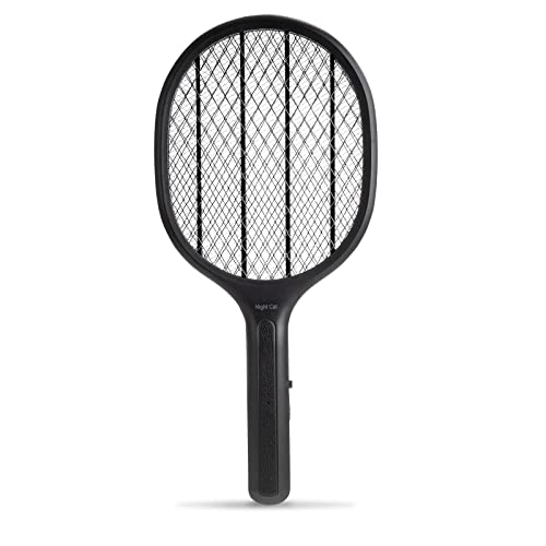 Night Cat Electric Fly Swatter Racket Bug Zapper Indoor Mosquito Killer USB Rechargeable Lightweight Double Layers Protection