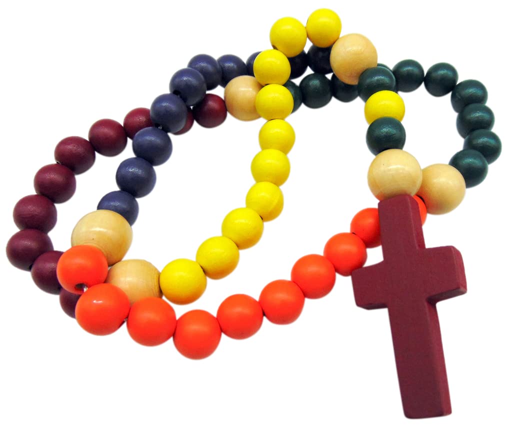 Westman Works Children's My First Rosary for Kids Baptism Set with Large Wood Bead with Drawstring Carry Bag Pouch