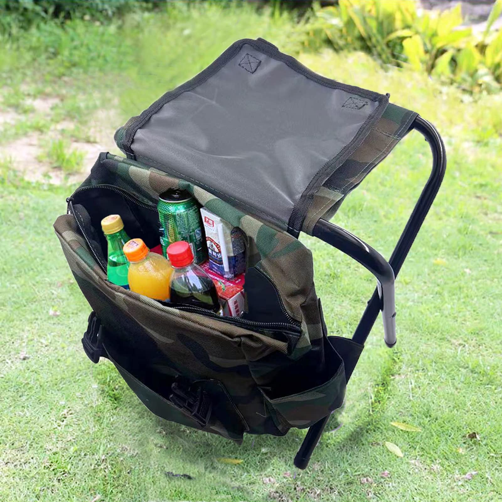 Heygafixo Folding Backpack Camping Chair, Outdoor Portable 2 in 1 Stool for Fishing, Hunting and Hiking