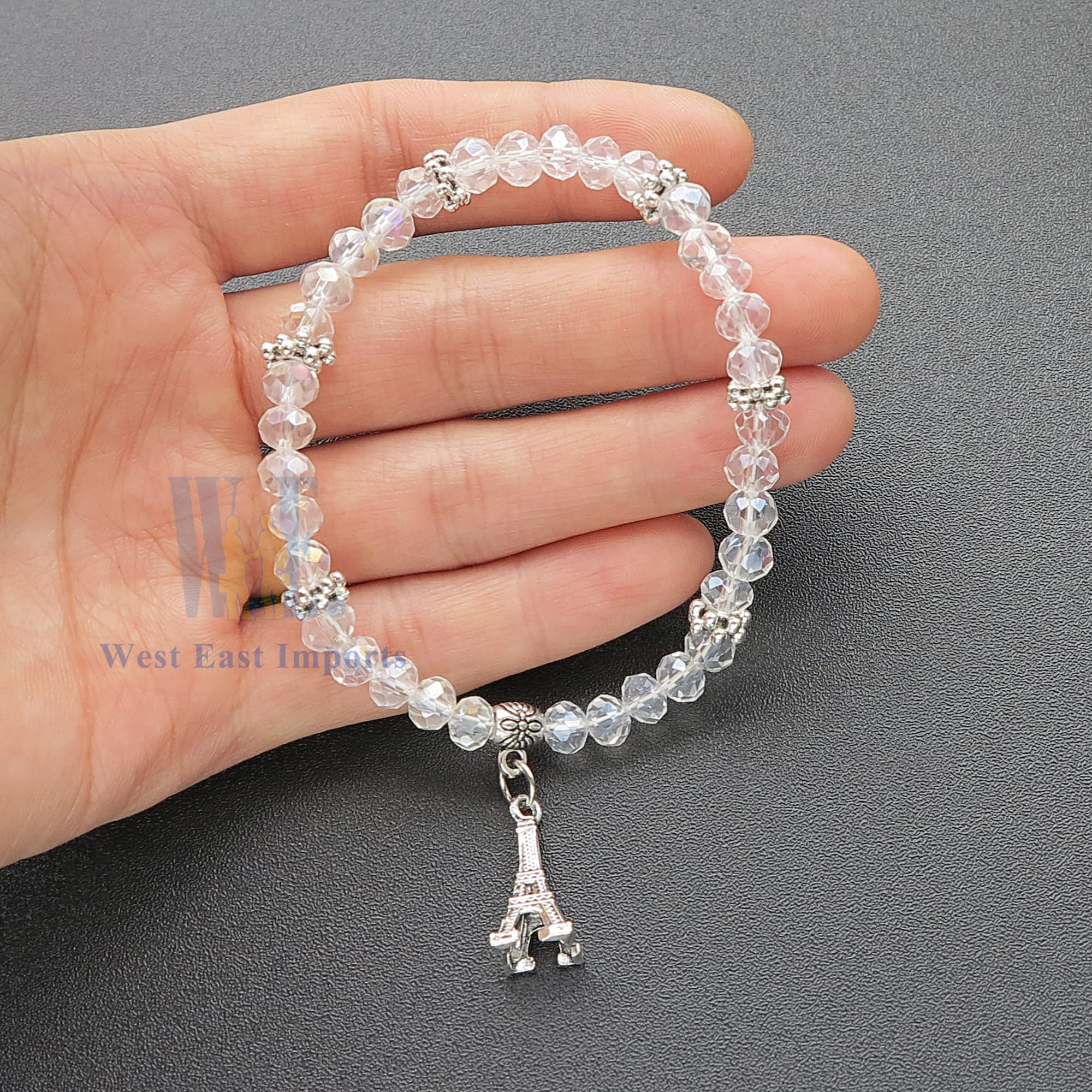 WE 12 Pcs Paris Eiffel Tower Themed Crystal Bracelet Party Favors - Quinceanera/Wedding/Birthday/Baby Shower/Bridal Shower
