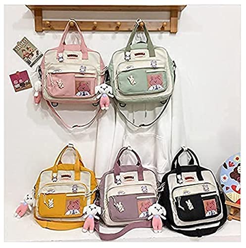 Treonca Kawaii Backpack with Kawaii Pin and Accessories Girl Backpack Cute Shoulder Tote Bag Laptop Schoolbag for Students Backpack for School (Black with pendant)