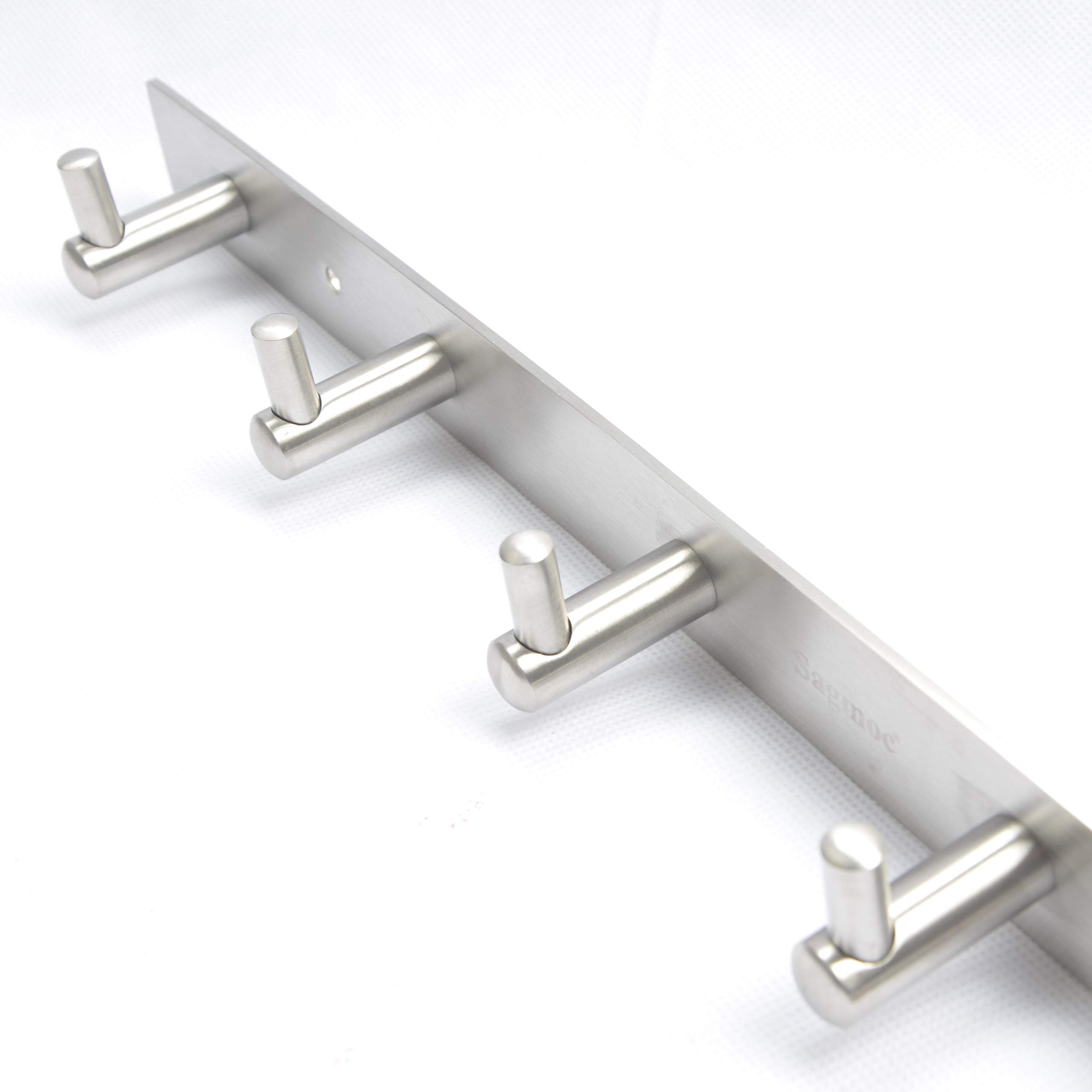 Sagmoc Key Holder Wall Mounted Coat Hook Rack Brushed Nickel 10.6-Inch with 4 Key Hooks for Entryway,Door, Bathroom, Kitchen Foyer, Hallway(304 Stainless Steel,Silver)