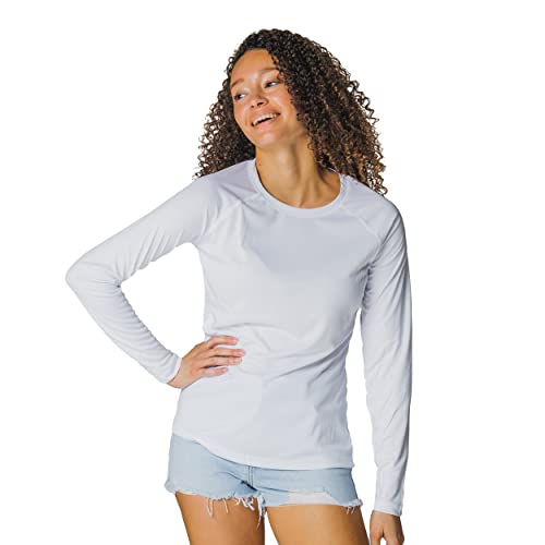 Vapor Apparel Women’s UPF 50+ UV Sun Protection Long Sleeve Performance Slim Fit T-Shirt for Sports and Outdoor Lifestyle, XX-Large, White