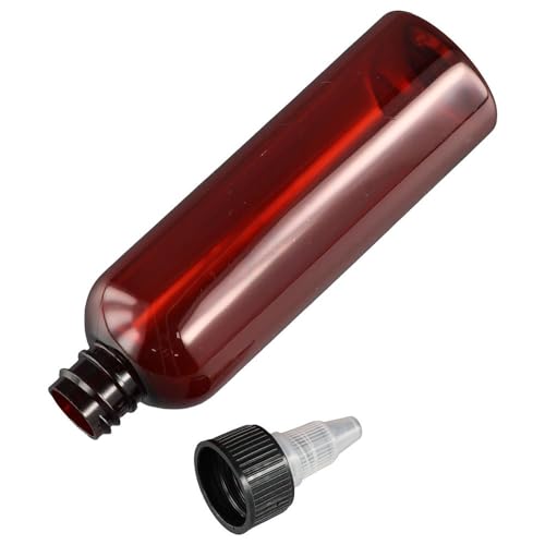 SHUATI 6Pcs 4 oz Refillable Bottles, 120ml Amber Bottle, Dispensing Squeeze Bottles, Empty Plastic Container with Twist Open Cap for Liquids, Oils