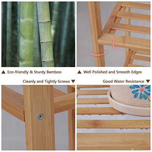 Ufine Bamboo Garment Rack 6 Tier Storage Shelves Clothes Hanging Rack with Side Hooks, Heavy Duty Clothing Rack Portable Wardrobe Closet Organizer