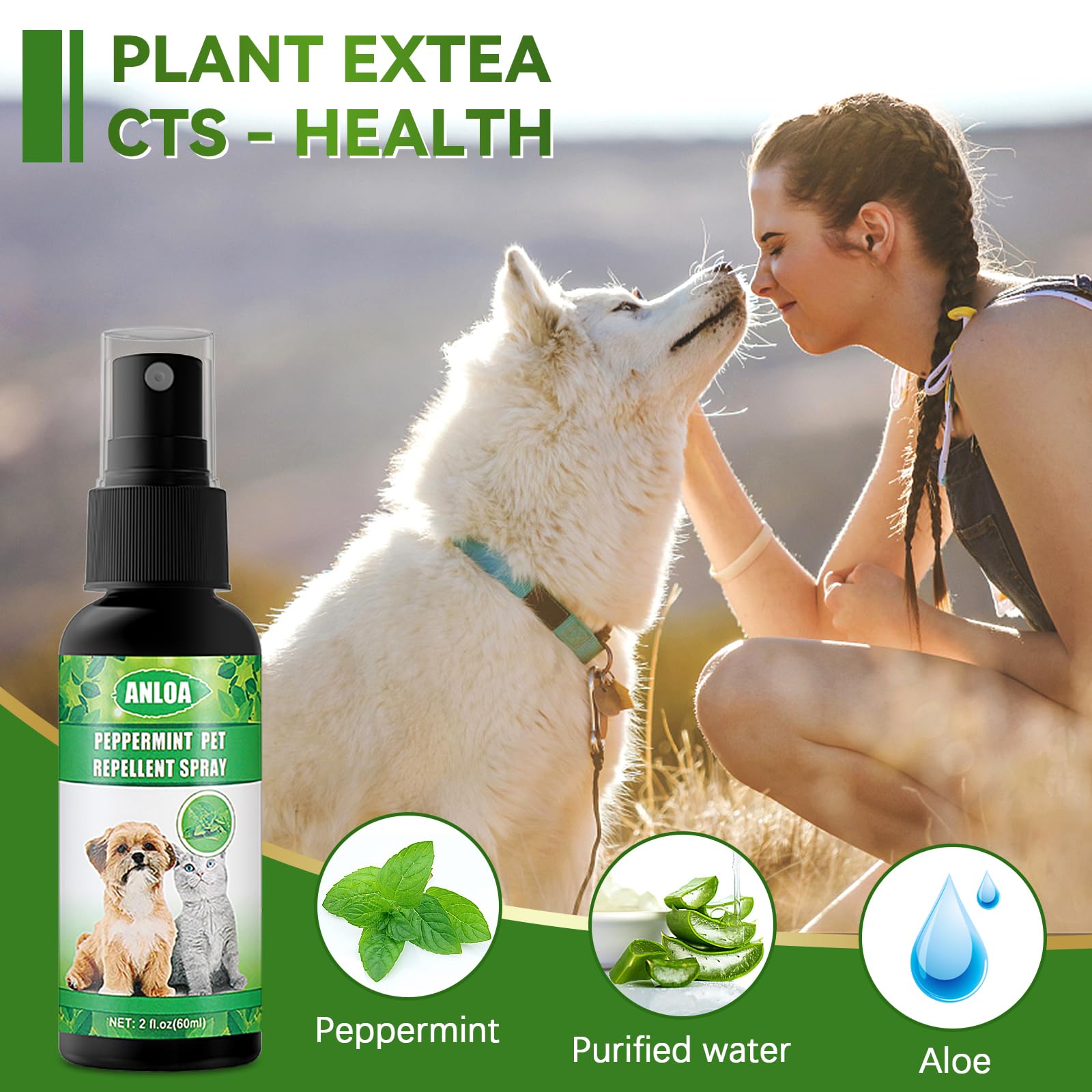 Flea and Mite Home Spray for Cats and Dogs, Essential flea and mite Treatment, Protects Your Home from Fleas and eliminates pet odours, Botanical Formula, for Indoor and Outdoor use (2oz)