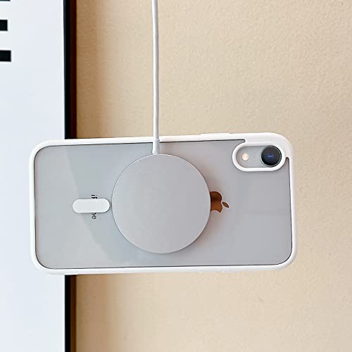 Skyseaco for iPhone Xr Case Compatible with MagSafe, Anti Yellowing Shockproof Phone Case for Women Men Slim Thin Clear Phone Cover for iPhone Xr (6.1 inch) - Candy White
