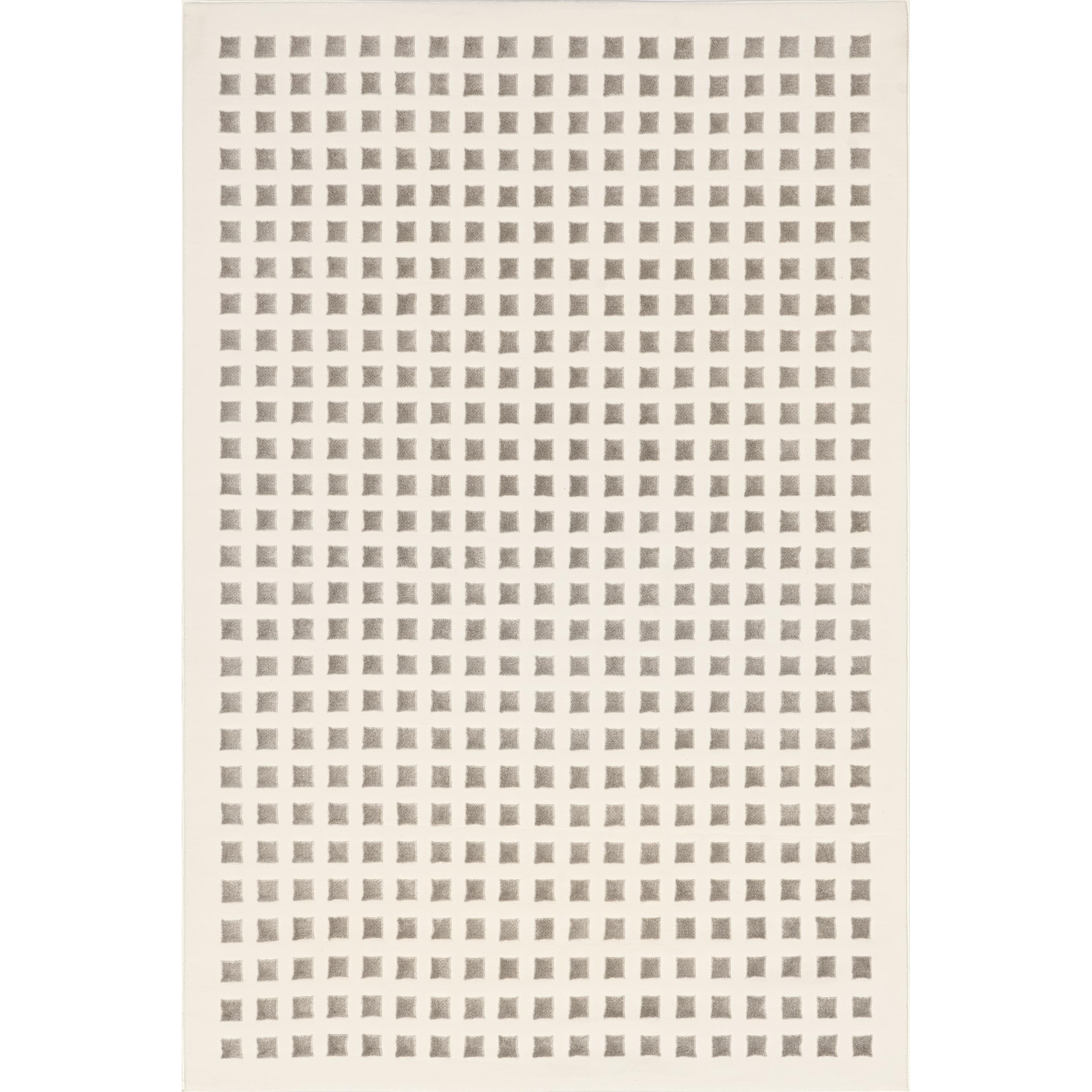 nuLOOM 7' x 9' SuperiorWash Indoor Area Rug, 100% Recycled PET, Machine Washable, Oeko-TEX Certified, Medium Pile, Pet-Friendly, Daleyza Checkered Cream
